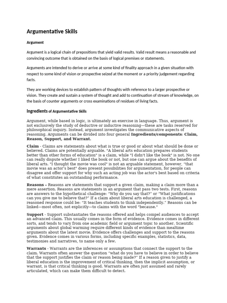 Mastering Argumentative Skills | PDF | Argument | Deductive Reasoning