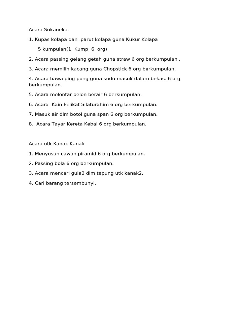 Acara Sukaneka | PDF