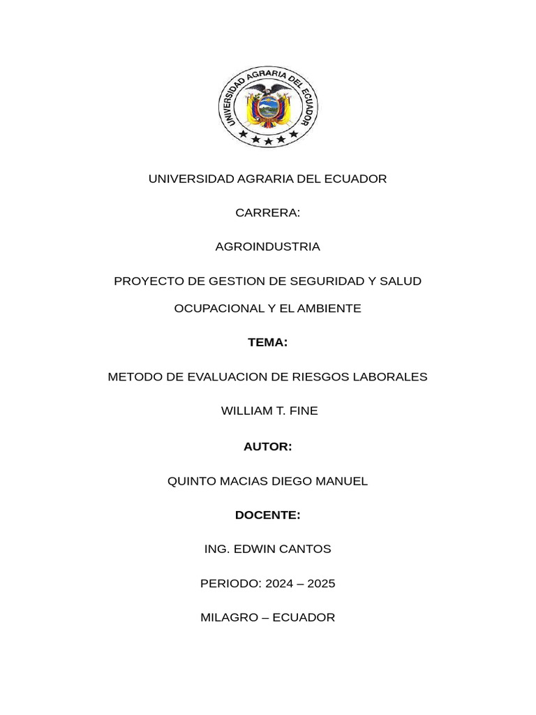 Método Fine: Gestión de Riesgos Laborales | PDF | Riesgo | Probabilidad