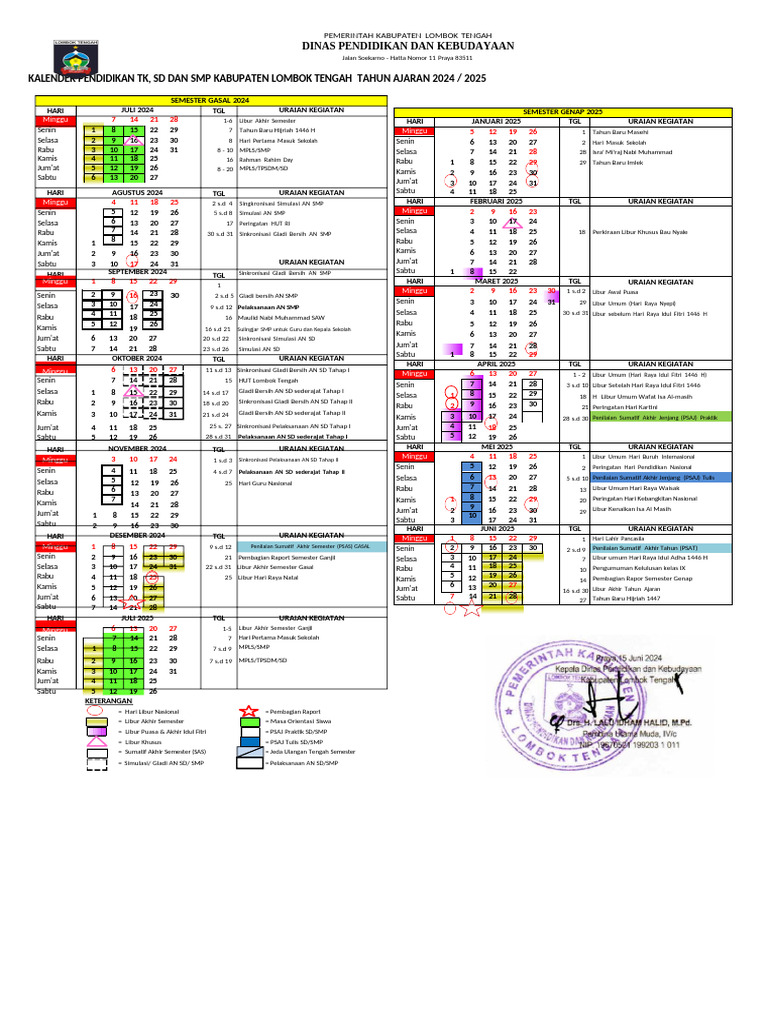 Kalender Pendidikan - 2024 ACC | PDF