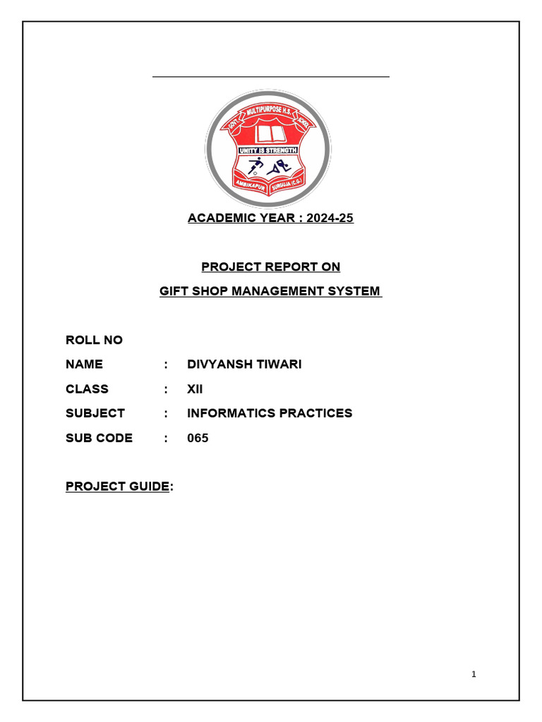 Gift Shop Management System - Divyansh Tiwari | PDF | System | Software