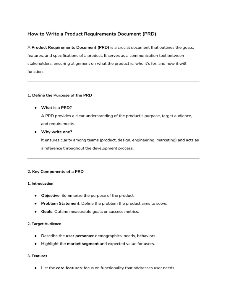 How To Write A Product Requirements Document (PRD) | PDF | Computing | Information Technology