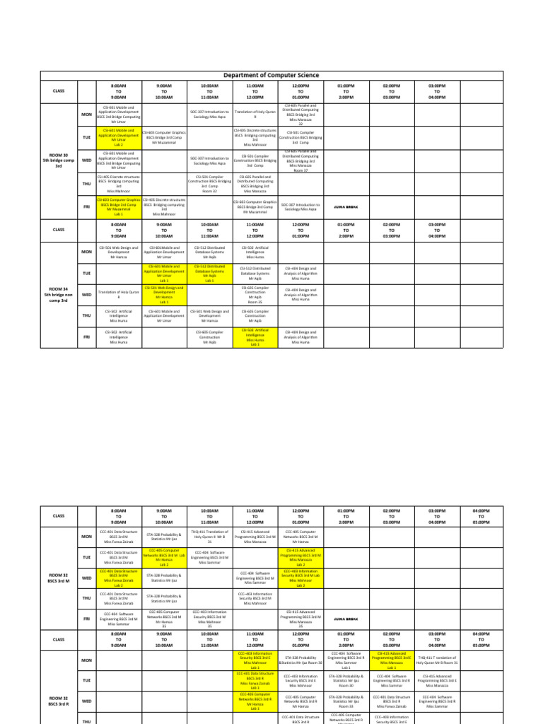 BSCS Class Schedule Overview | PDF | Software Engineering | Applied Mathematics