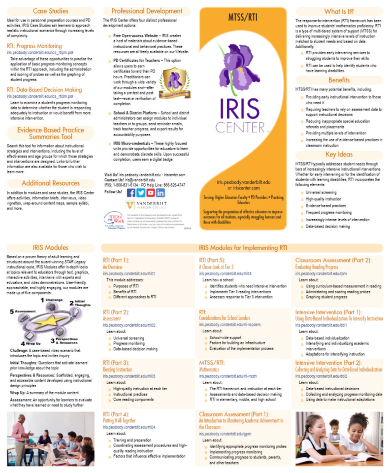 IRIS_MTSS_RTI_rsrc_brochure | PDF | Educational Assessment | Learning