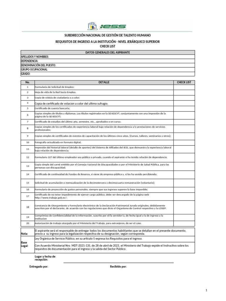 Check List Requisitos | PDF