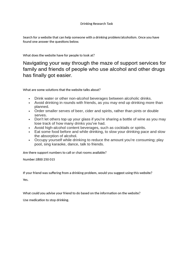 Drinking Research Task | PDF