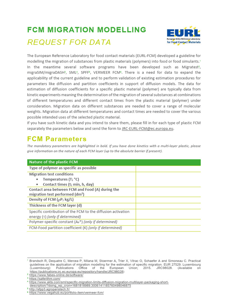 FCM Migration Data Request Guidelines | PDF | Plastic | Diffusion