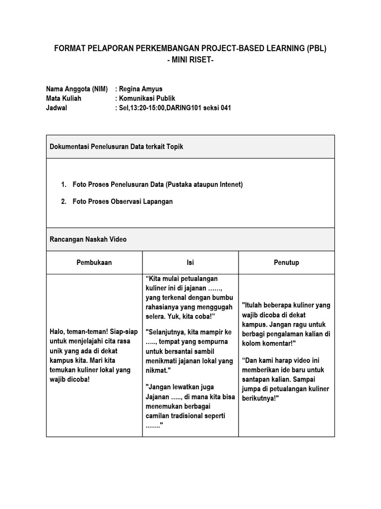 Format Pelaporan 2 | PDF