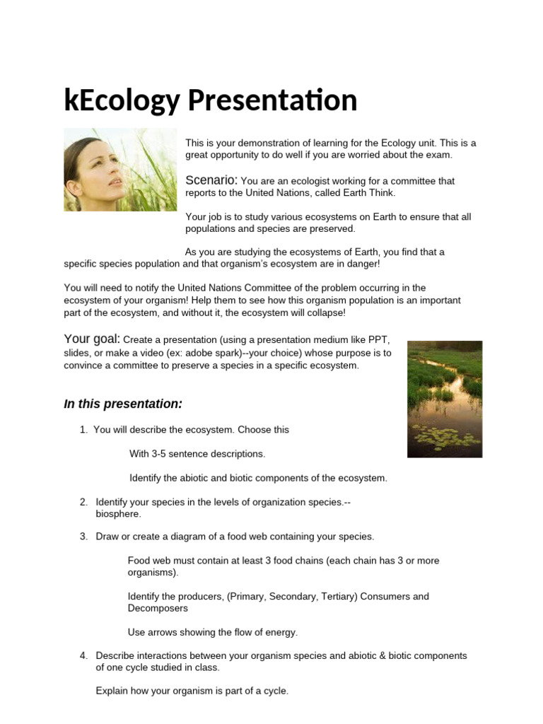 Ecology Project On-Level | PDF | Ecology | Ecosystem