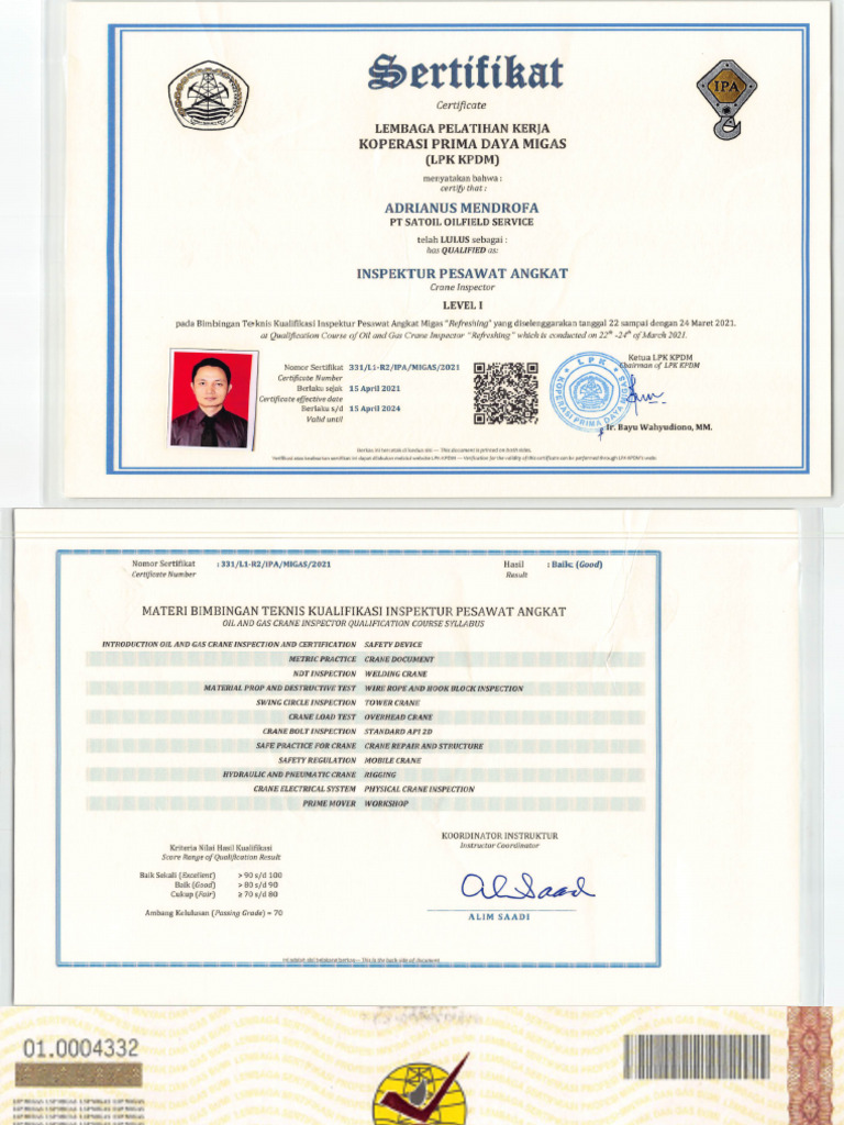 CERTIFICATE IPA ADRIANUS (1) | PDF