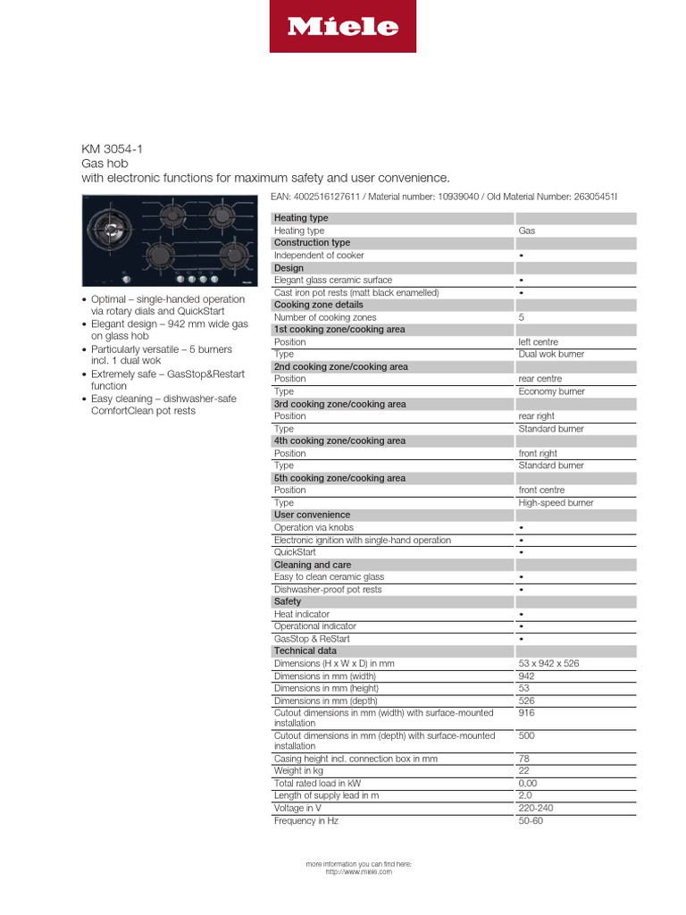 Miele Cooker 3054 | PDF | Mains Electricity | Kitchen Stove