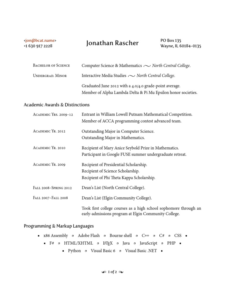 jonathan-rascher-resume | PDF | Mathematics | Computer Science