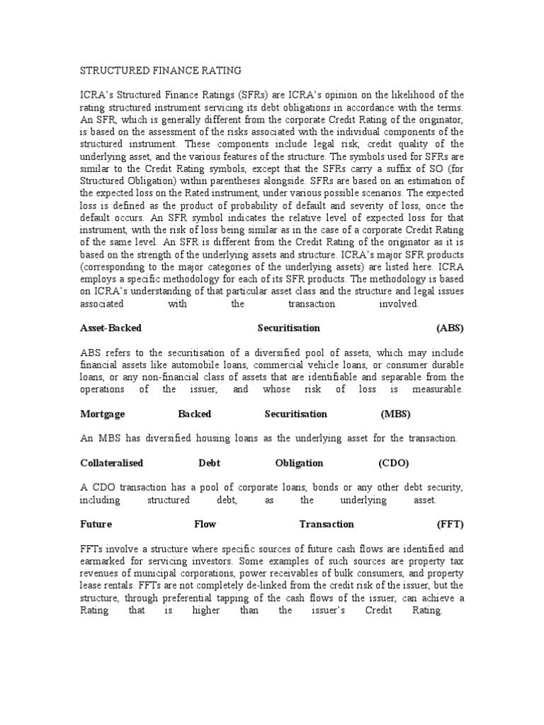 Structured Finance Rating | PDF | Asset Backed Security | Securitization