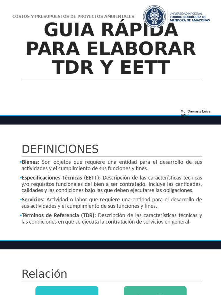 Guia Rápida para Elaborar TDR y Eett | PDF | Seguro | Presupuesto