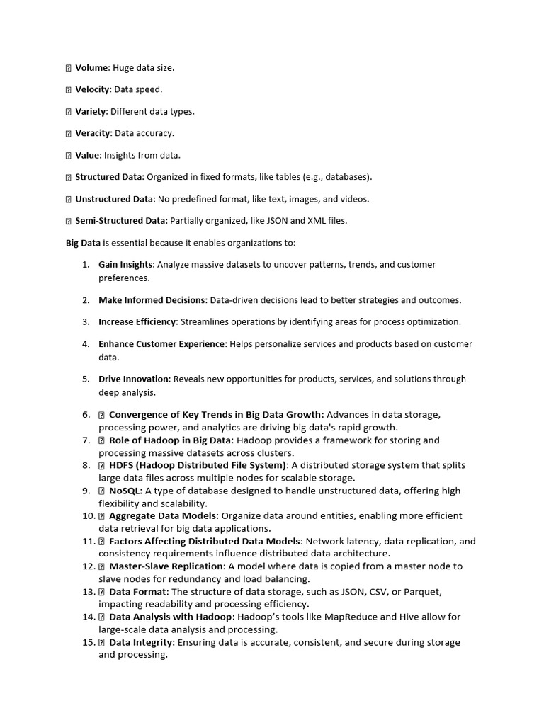 Last Min Preparation - Big Data | PDF | Apache Hadoop | No Sql