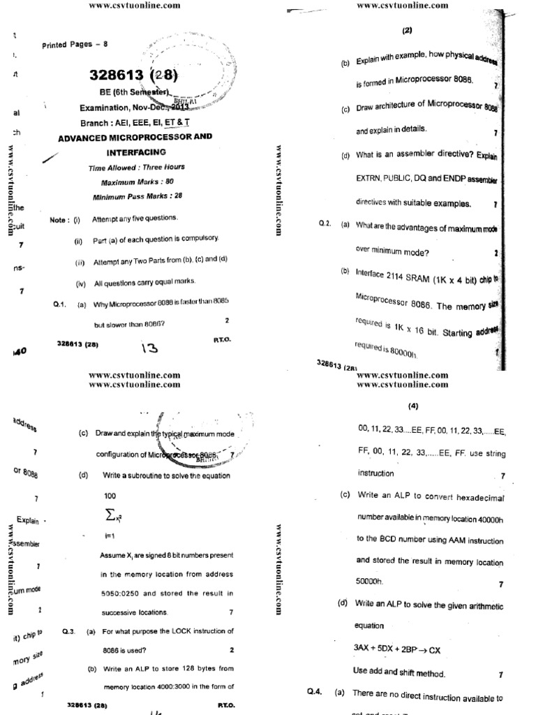Ee 328613 Advanced Microprocessor and Interfacing Dec 2013 | PDF