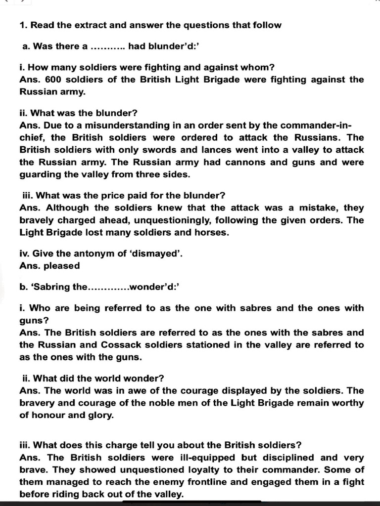 The Charge of the Light Brigade Analysis | PDF | Poetry | Military