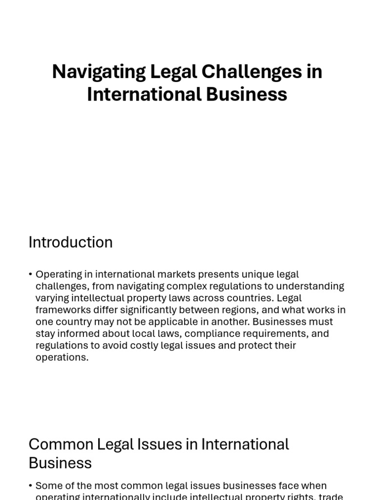 Navigating Legal Challenges in International Business (publish) | PDF Navigating Legal Challenges in International Business (publish) | PDF