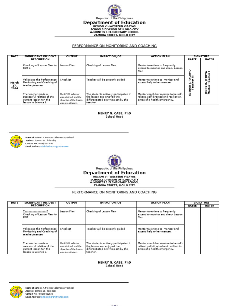 2024 Performance Monitoring and Coaching Form | PDF | Mentorship | Learning