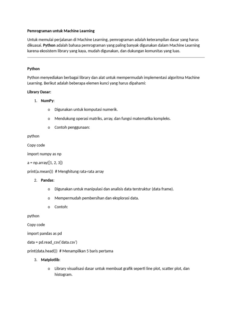 Panduan Python untuk Machine Learning | PDF