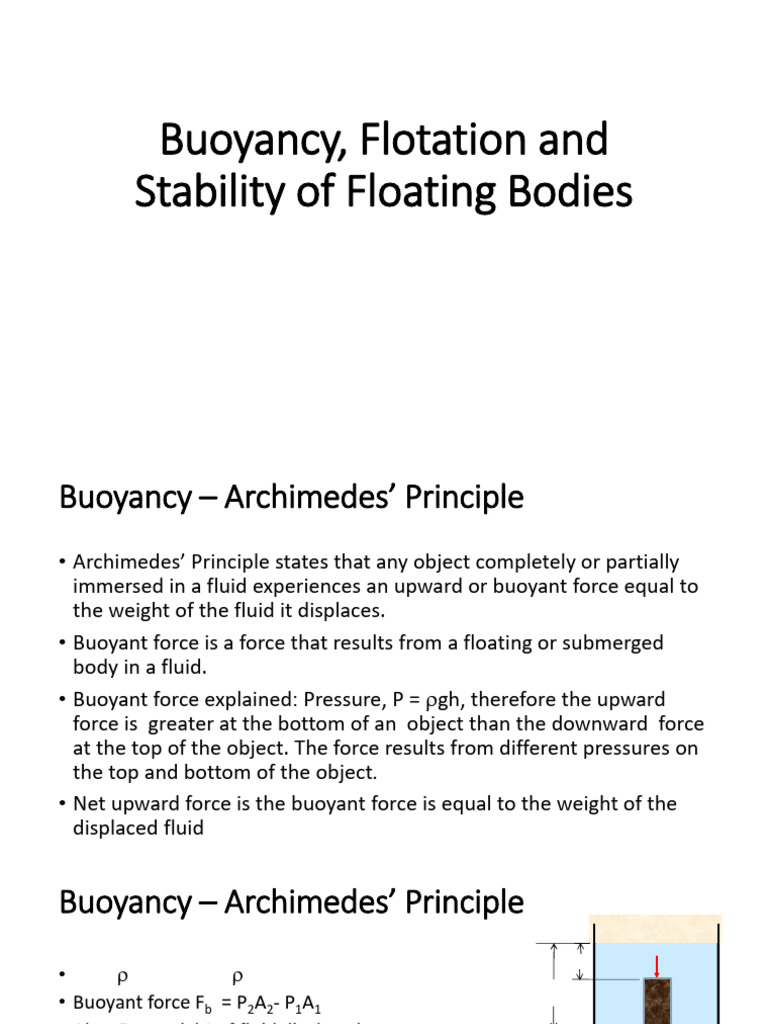 CIVL 156 5. Archimedes Principe and Buoyancy | PDF | Buoyancy | Gases