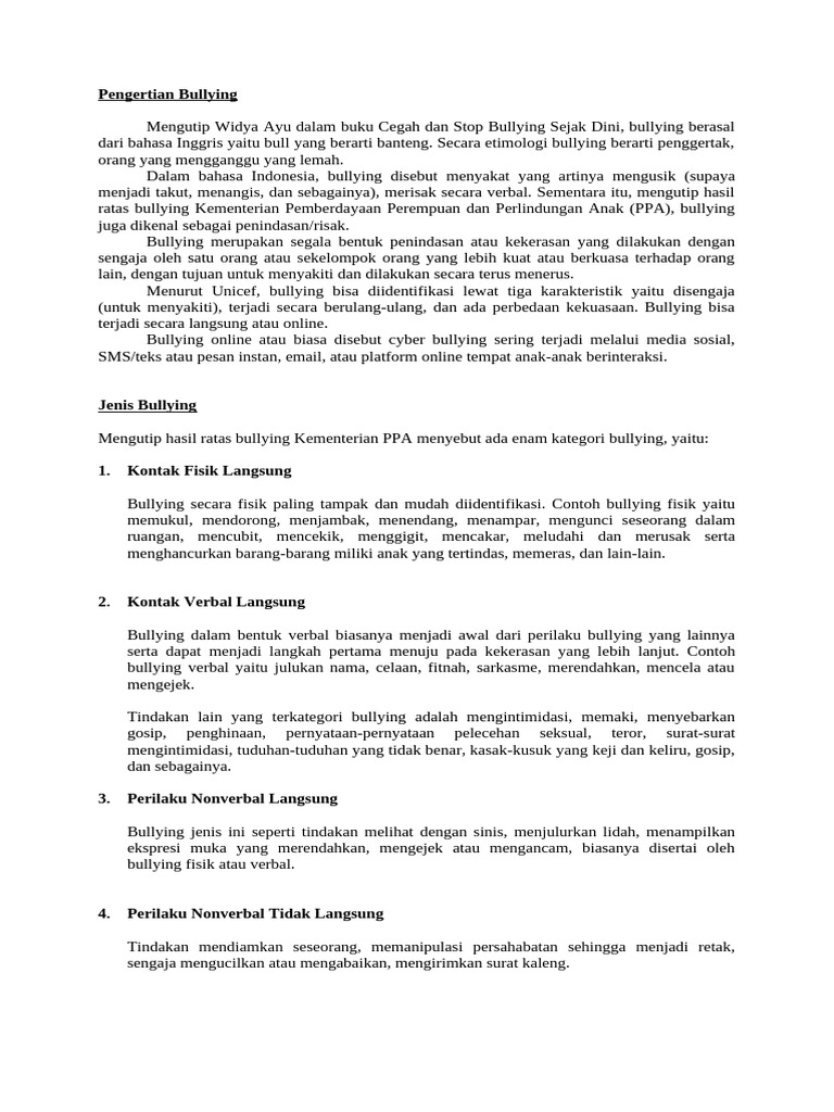 Pengertian Bullying | PDF