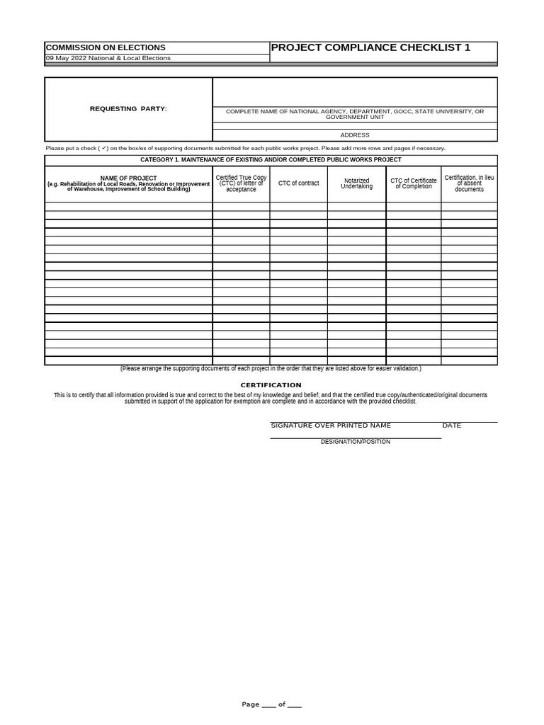Project_Compliance_Checklist_Form (1) | PDF | Invoice | Signature