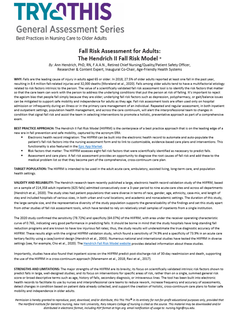 Hendrich II Fall Risk Model | PDF | Electronic Health Record | Patient