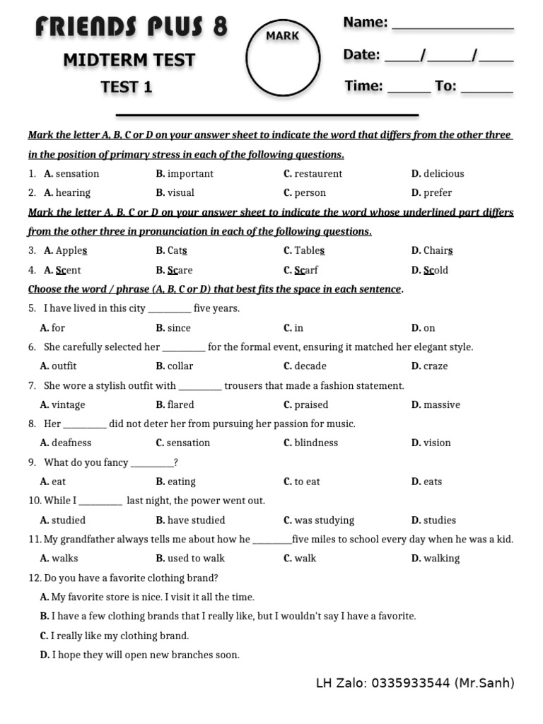 Midterm Test | PDF | Clothing