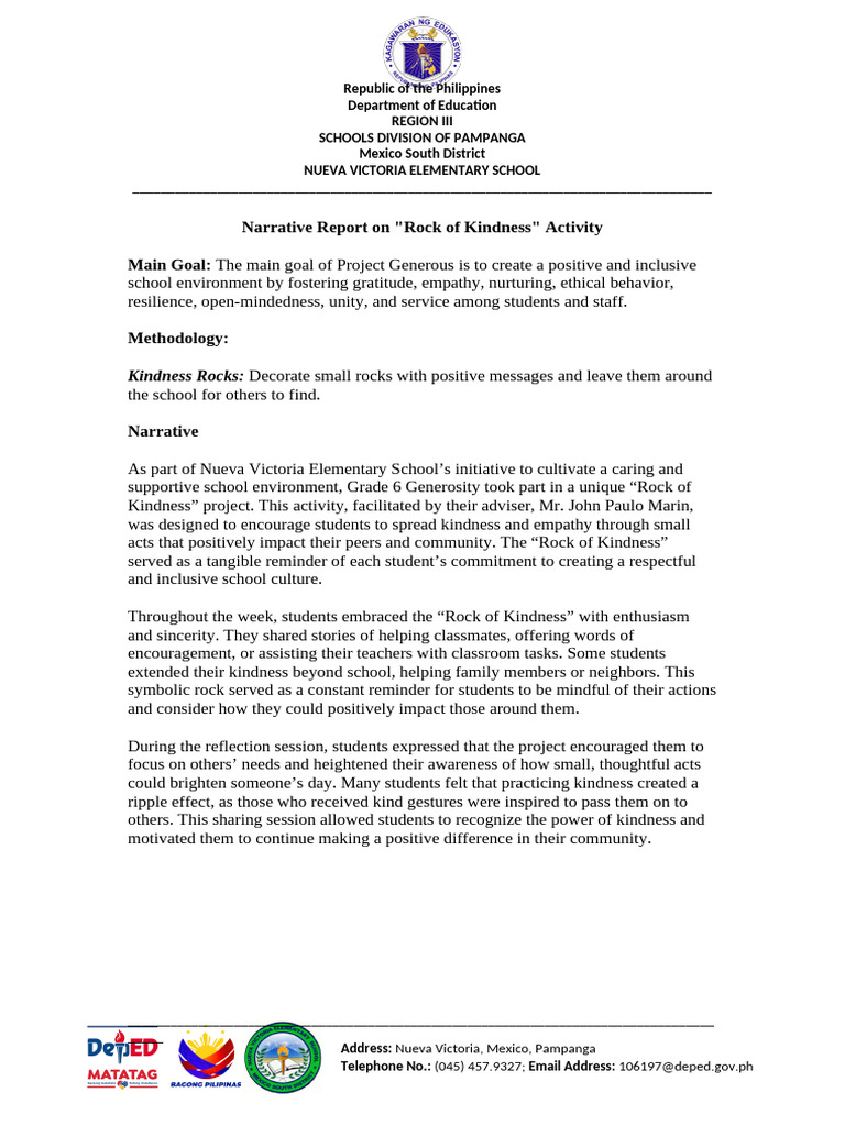GRADE-6-GENEROSITY-PROJECT-rock of Kindness | PDF | Cognition | Psychology