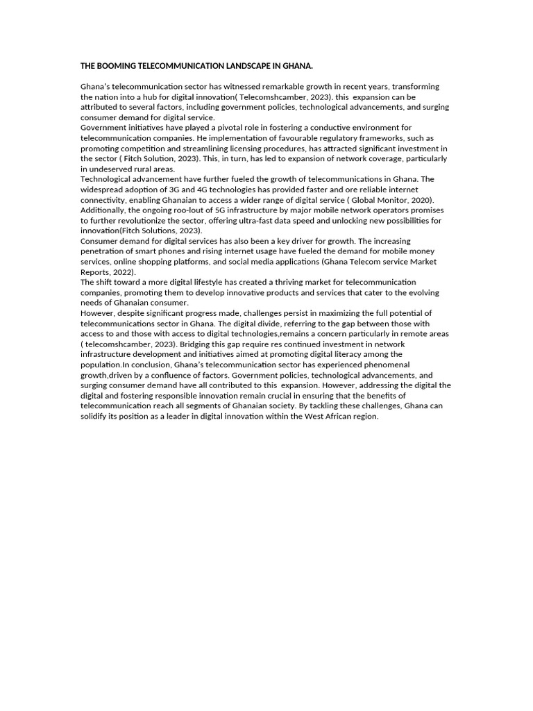The Booming Telecommunication Landscape in Ghana | PDF | Innovation ...