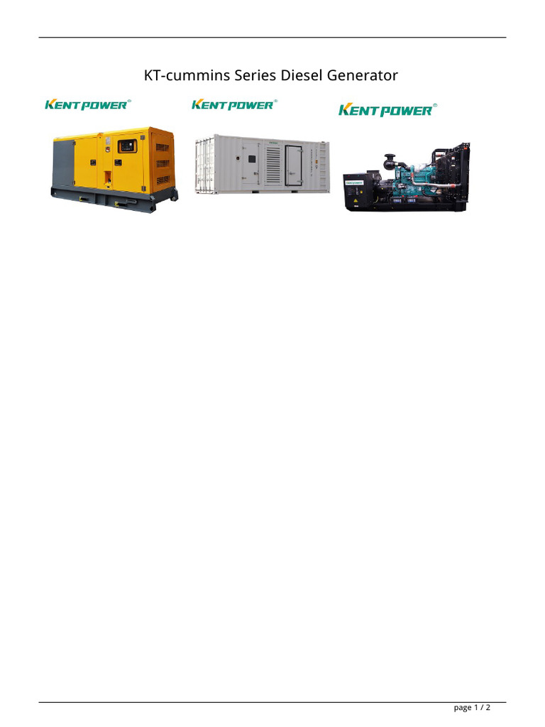 Kt Cummins Series Diesel Generator | PDF | Cummins | Economies