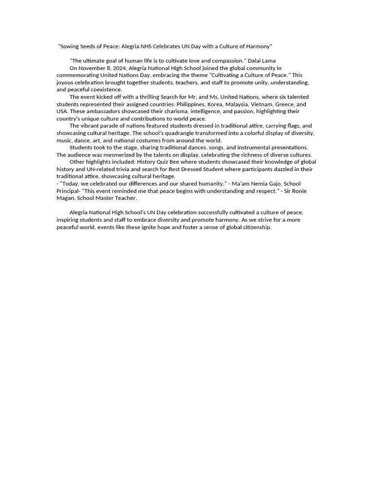 Sowing Seeds of Peace - Feature For SP | PDF
