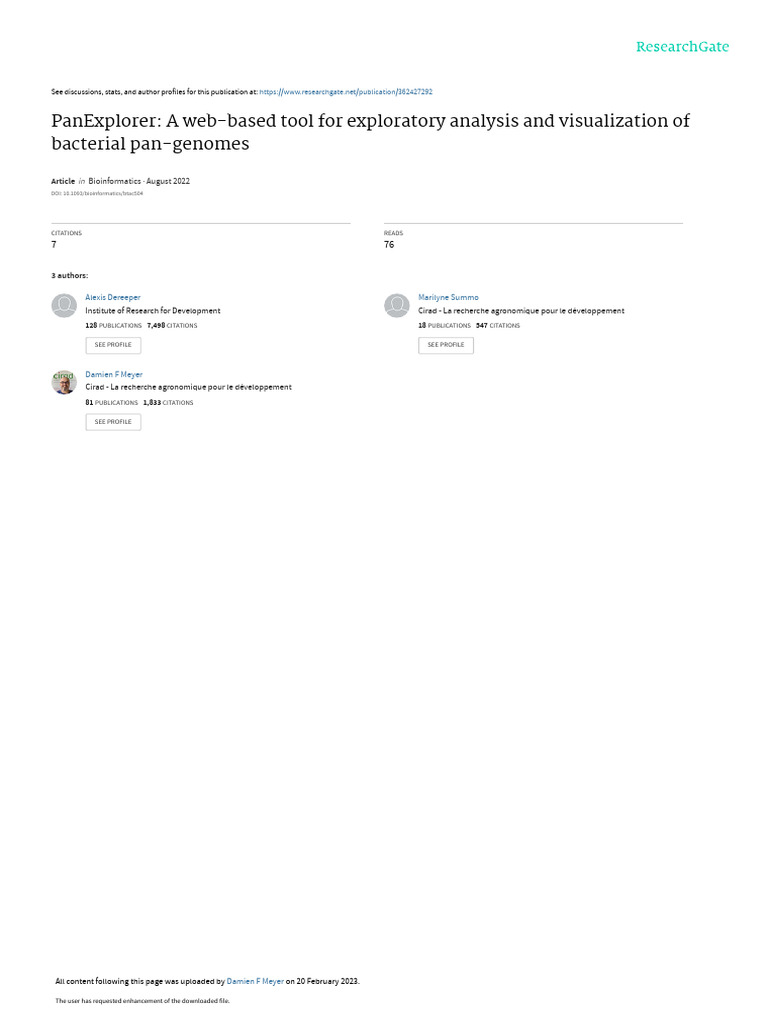 Bacterial Pan-Genome Analysis Tool | PDF | Bioinformatics | Genomics