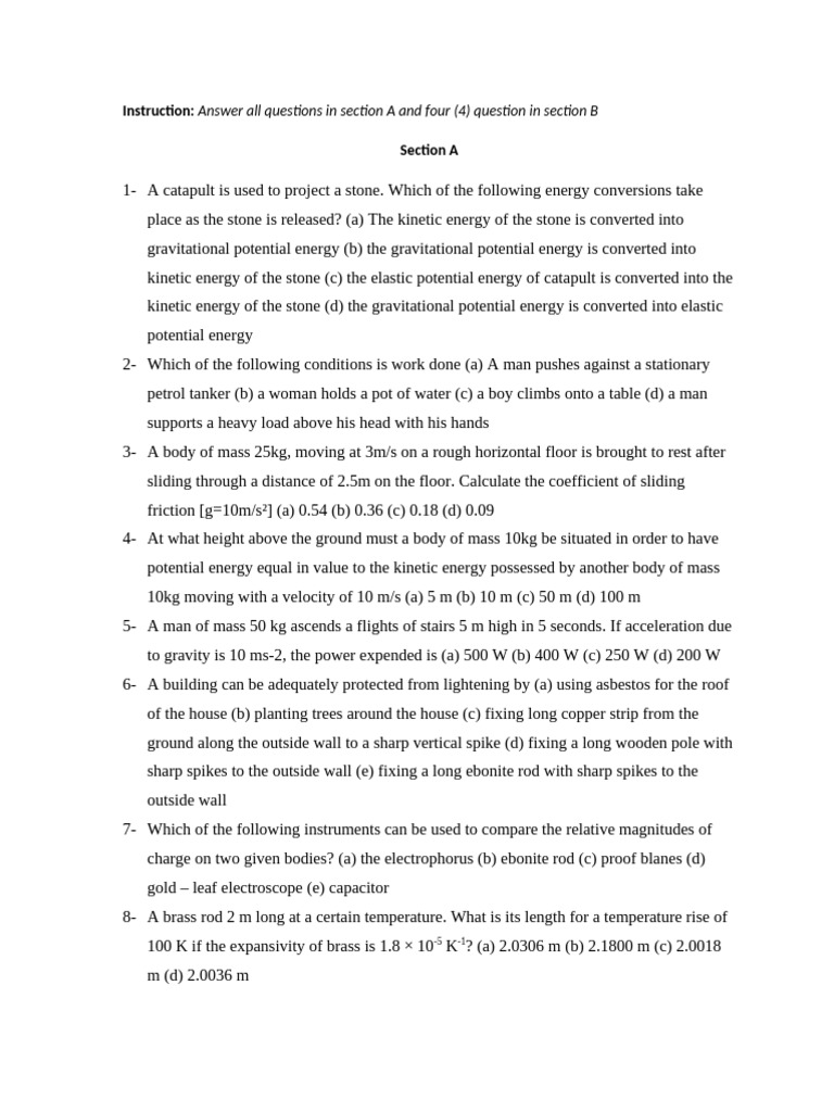 2nd term ss1 physics | PDF | Potential Energy | Kinetic Energy