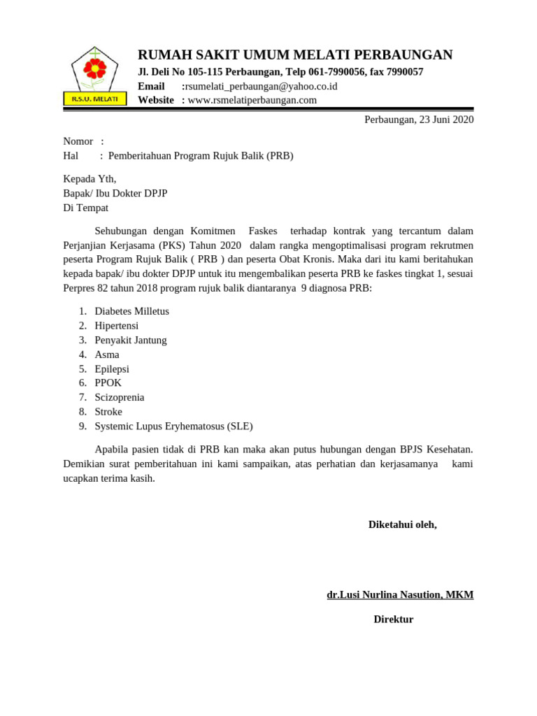 SURAT PEMBERITAHUAN PRB Revisi | PDF