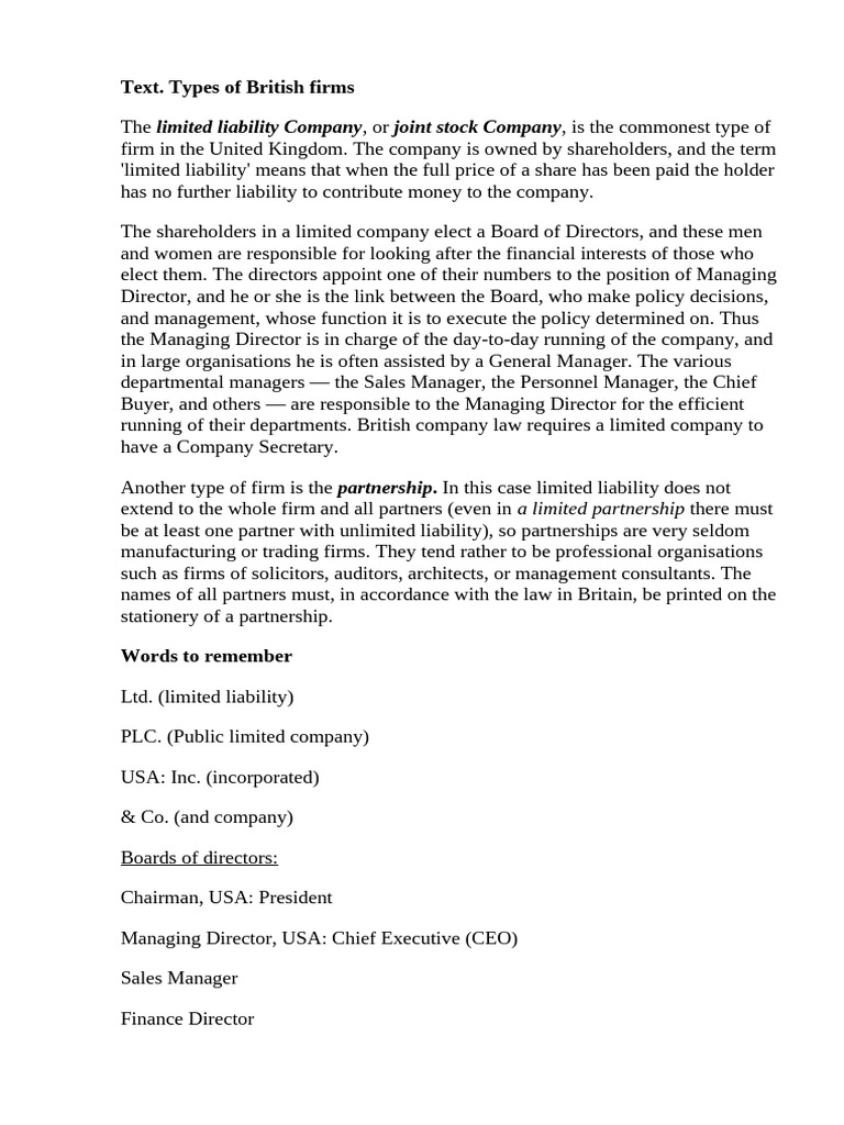 Understanding UK Business Structures | PDF | Partnership | Limited ...