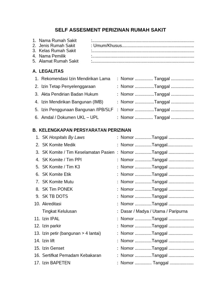 Dokumen Self Assessment | PDF