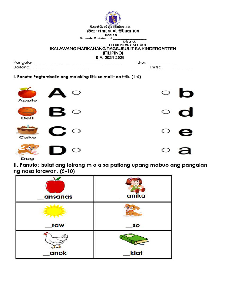 q2 Kinder Filipino | PDF