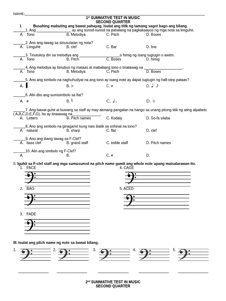 SUMMATIVE TEST | PDF