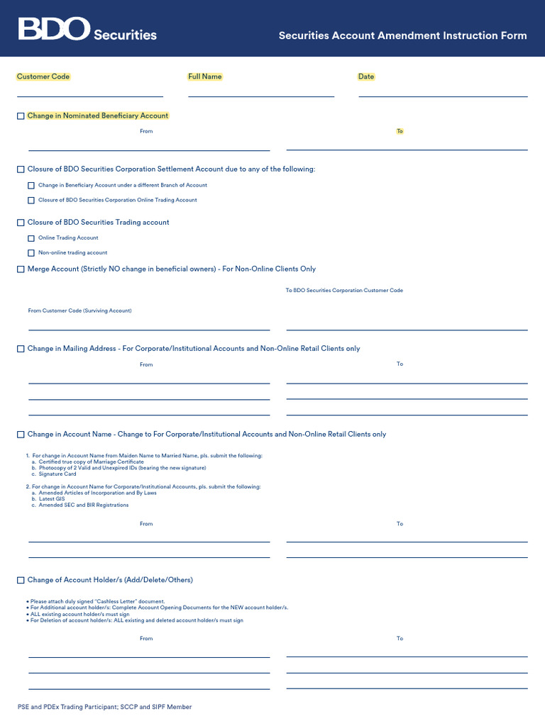 Account Name Change Instructions for Clients | PDF