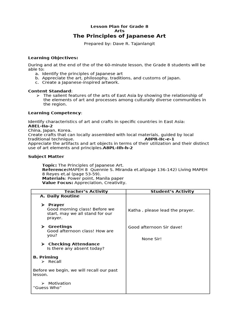 grade-8-arts | PDF | Japan