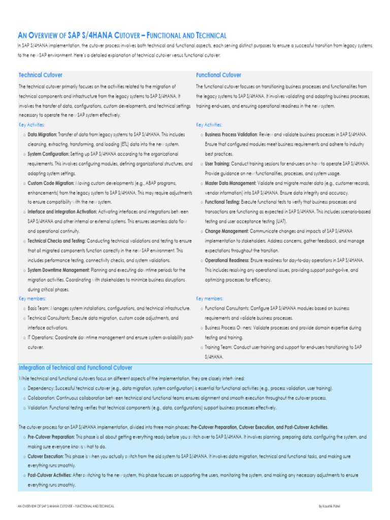 An Overview of Sap S4hana Cutover - Functional and Technical | PDF | System | Information Science
