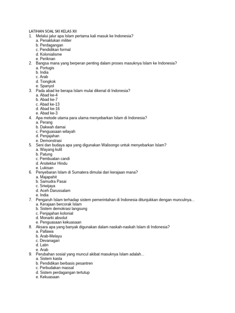 Latihan Soal Ski Kelas Xii | PDF