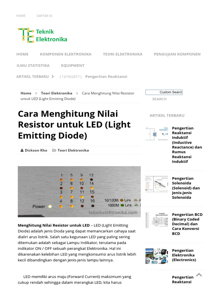 Cara Menghitung Nilai Resistor Untuk LED (Light Emitting Diode) | PDF