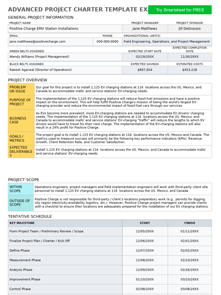 Advanced Project Charter for EV Stations | PDF | Project Management ...