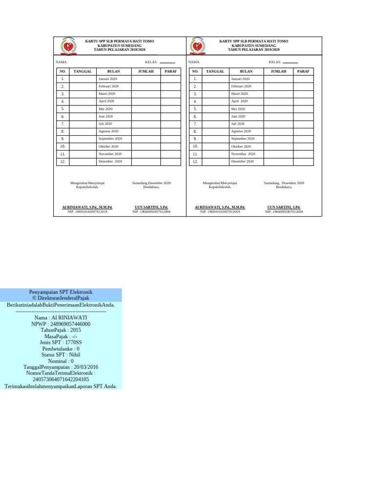 Kartu SPP 2020 Ok | PDF