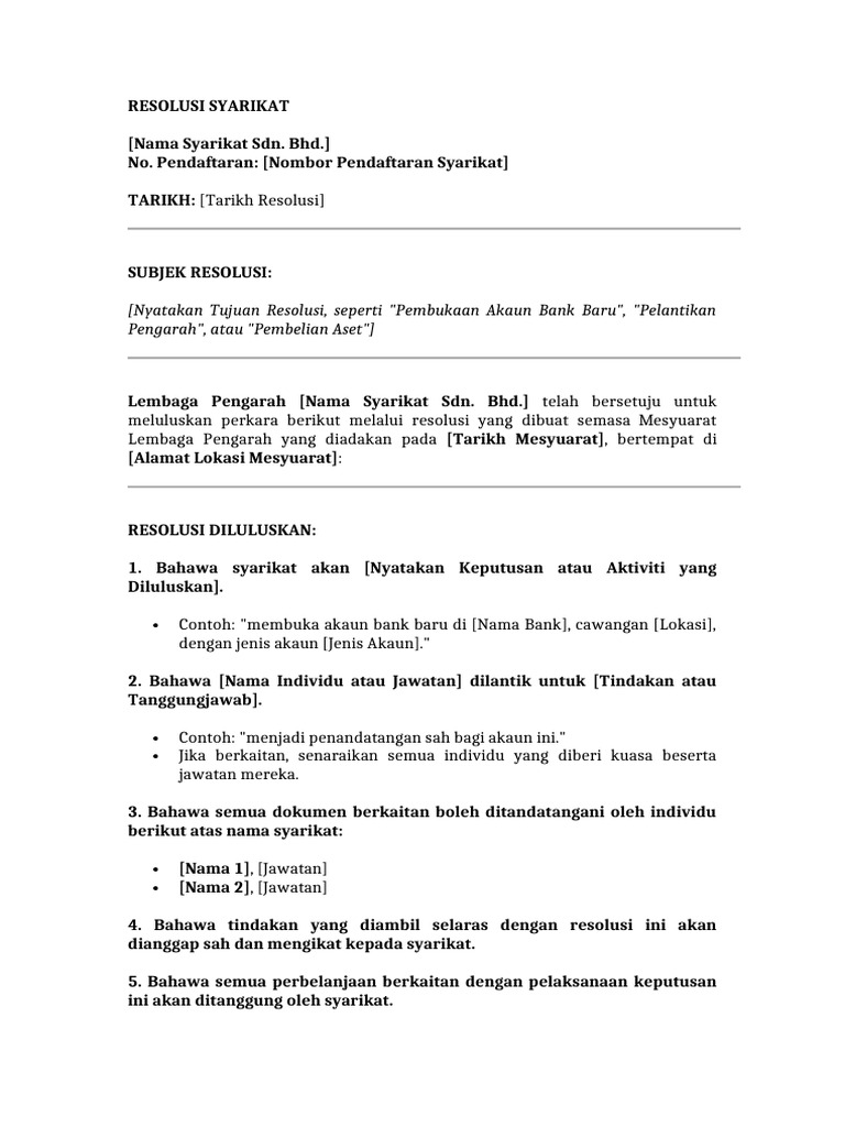 Resolusi Syarikat | PDF