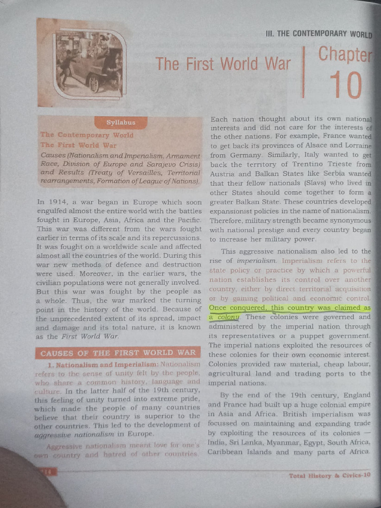 Chapter 10 History Grade 10 Icse | PDF | Allies Of World War I ...