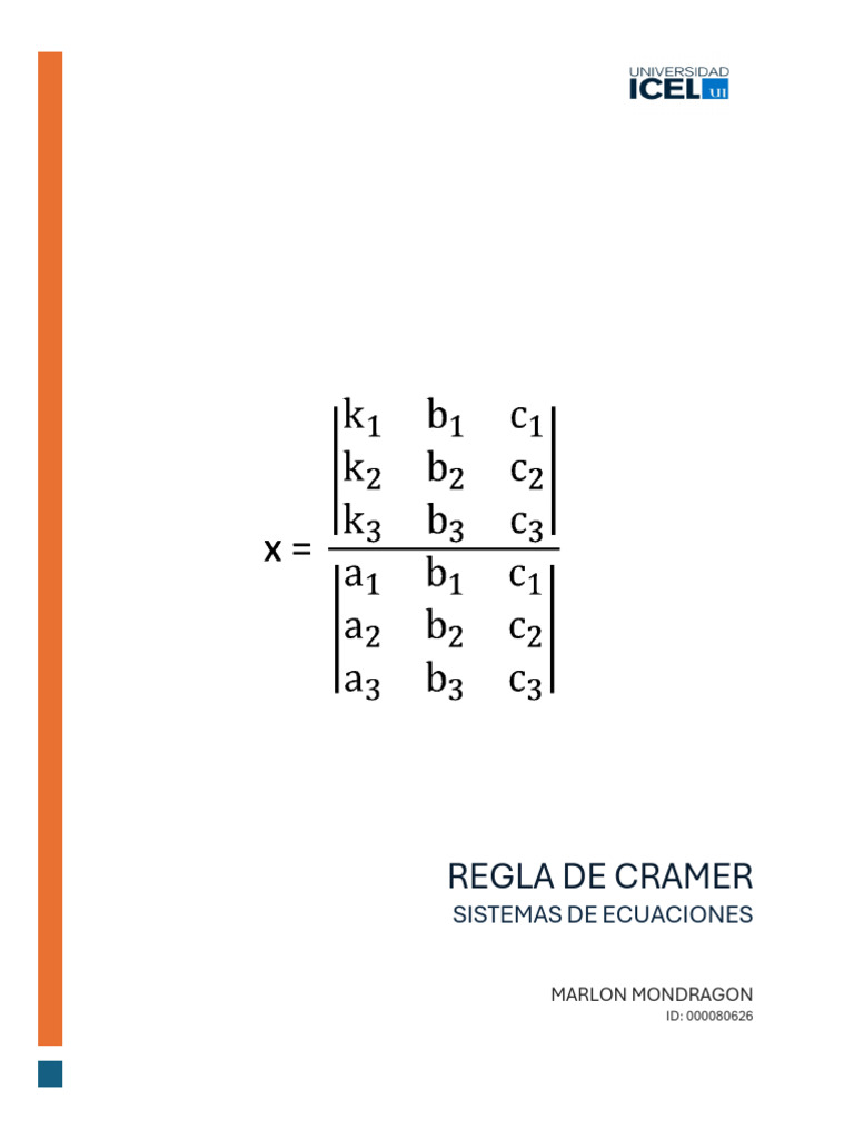 Regla de Cramer | PDF | Ecuaciones | Determinante